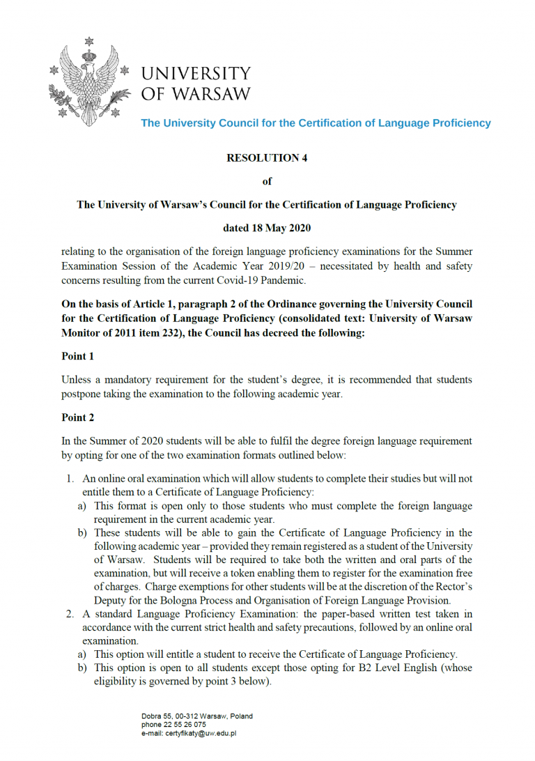 The organisation of the foreign language proficiency examinations for ...